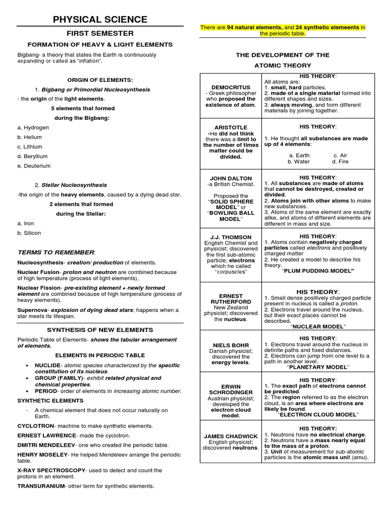 PHYSICAL SCIENCE NOTES.pdf | PDF