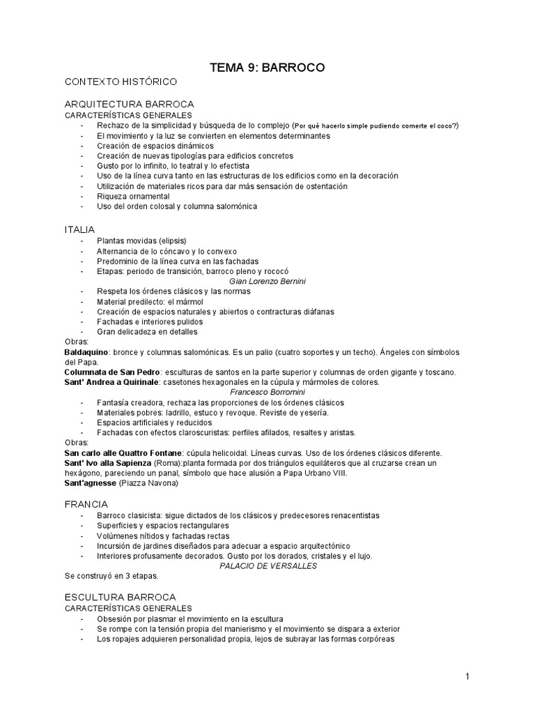 Tema 63 Barroco | PDF