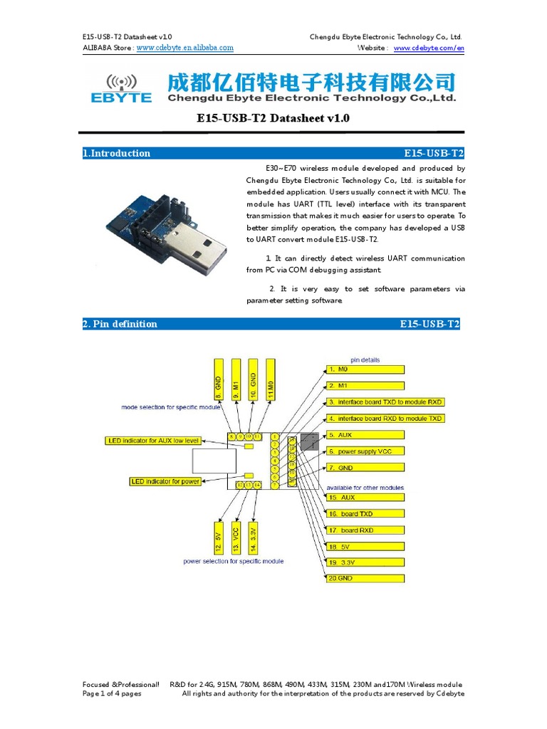 E15-USB-T2_Datasheet_EN_v4.5 | PDF