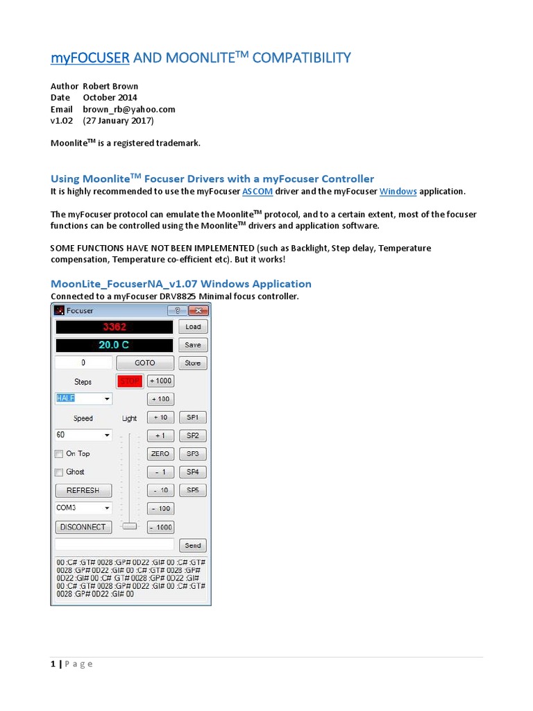 Moonlite Focuser with myFocuser Guide | PDF