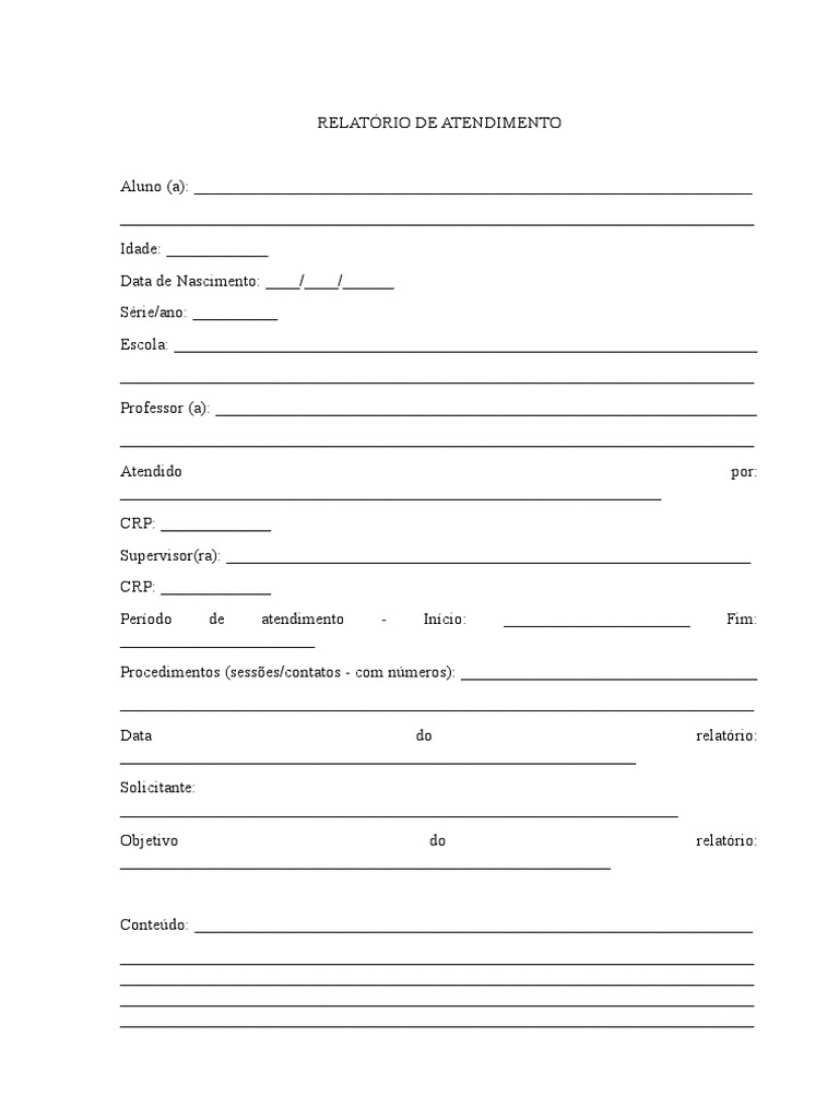Modelo de Relatório de Atendimento | PDF