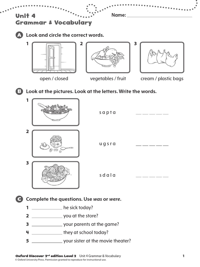 OD2e L2 Grammar and Vocab WS Unit 4 PDF | PDF
