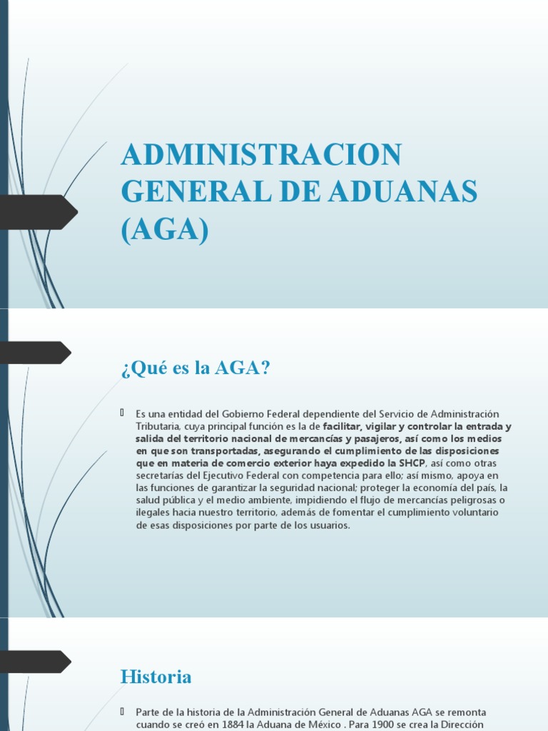 ADMINISTRACION GENERAL DE ADUANAS (AGA).pptx | PDF