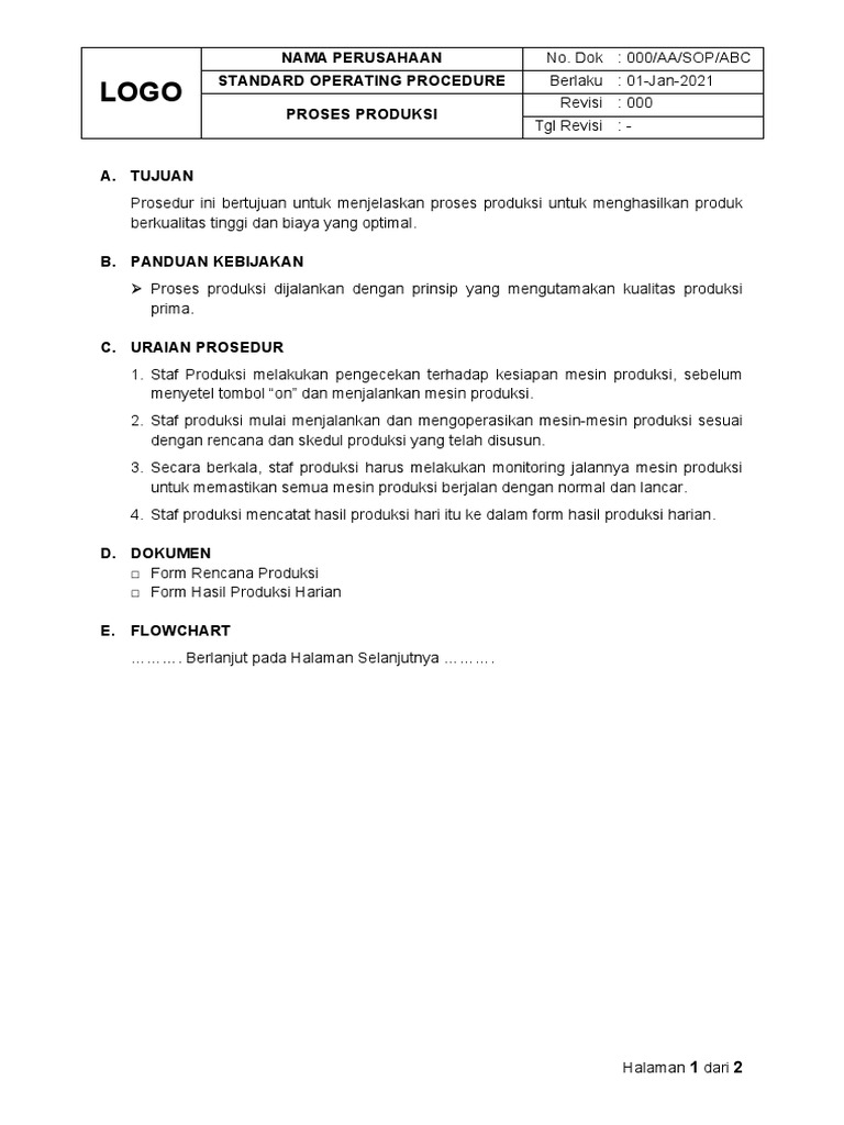 03_SOP_Proses Produksi.doc | PDF