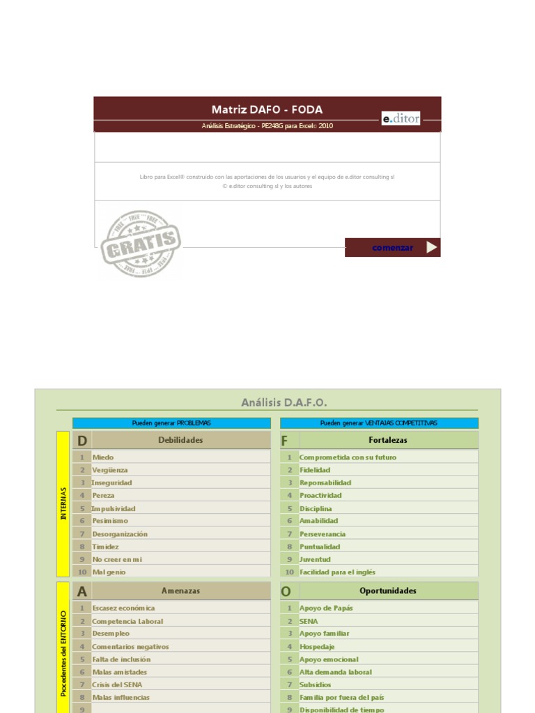 MATRIZ DOFA Ejemplo | PDF