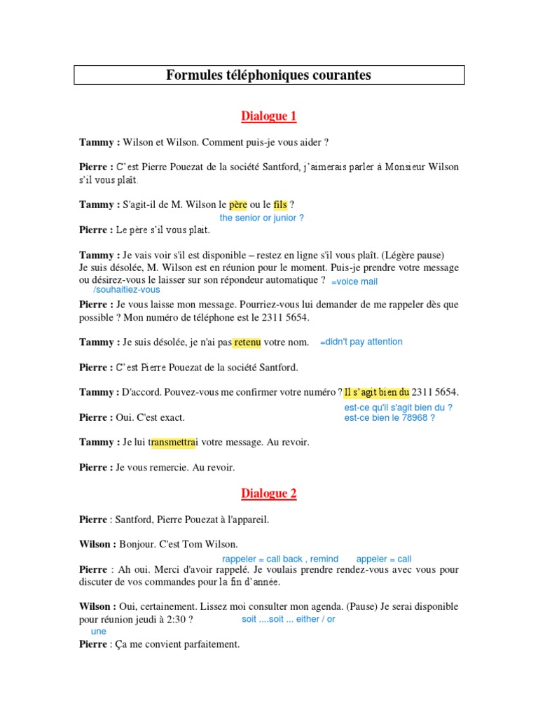 Formules téléphoniques professionnelles | PDF