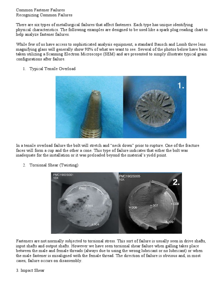 Common Fastener Failures | PDF