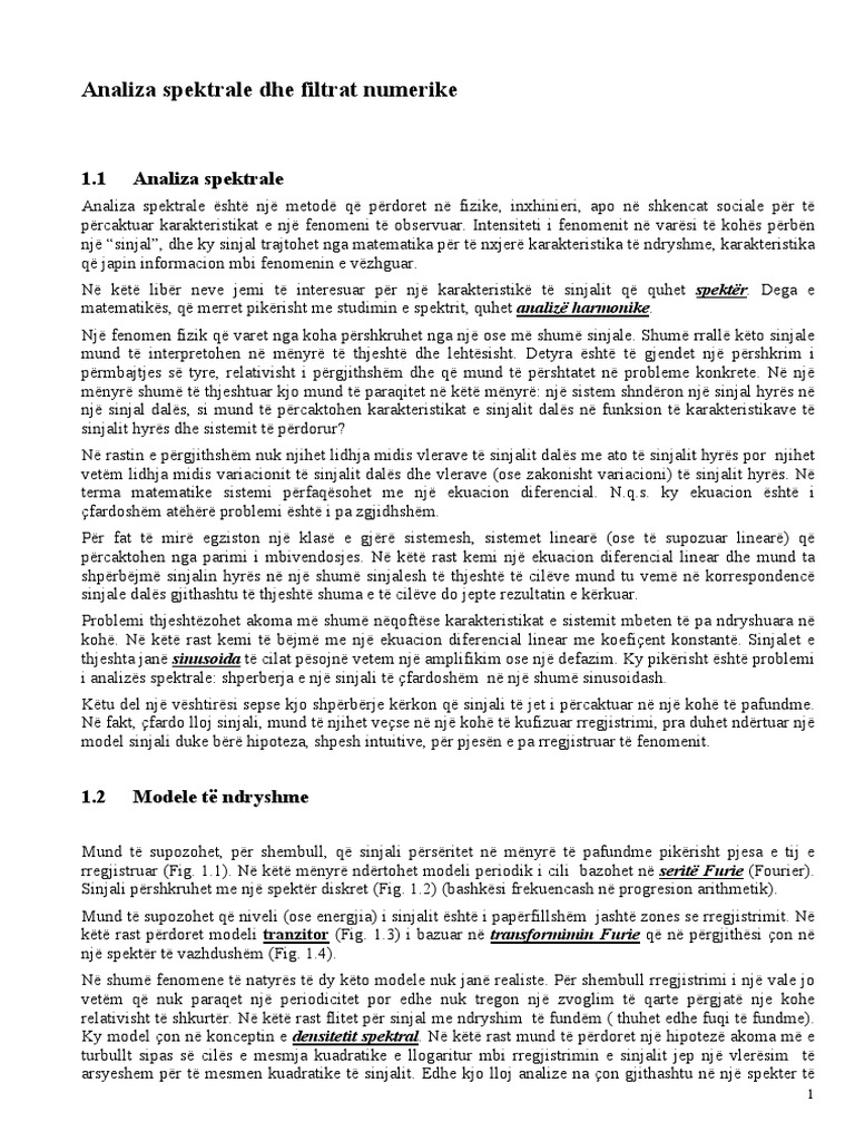 Analize Spektrale Dhe Filtrat Numerike PDF | PDF