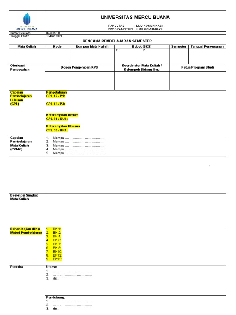 Template RPS OBE 2019 - Final | PDF