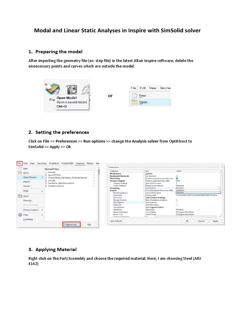 Modal And Linear Static Analyses In Inspire With Simsolid Solver Pdf Pdf Force Mode 