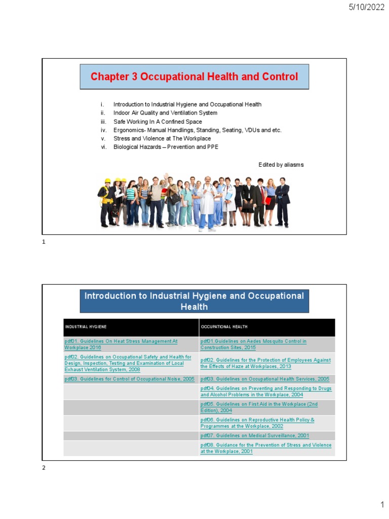 Chapter 3.1 Introduction To Industrial Hygiene and Occupational Health | PDF | Occupational ...