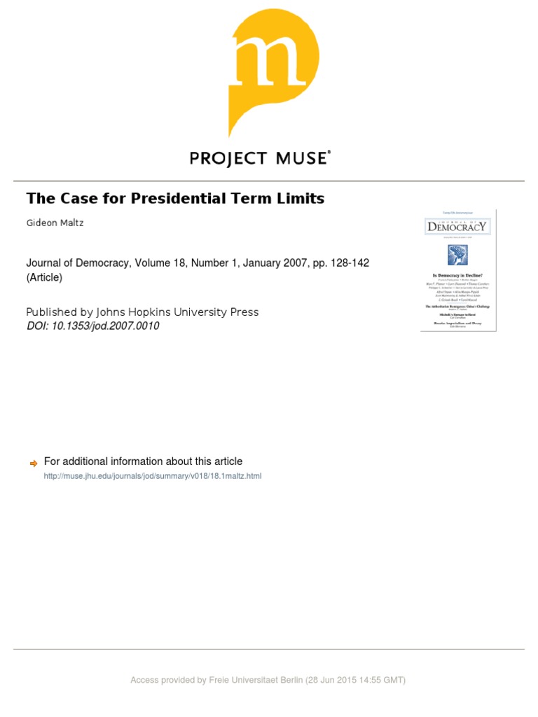 Gideon Maltz - The Case For Presidential Term Limits PDF | PDF ...
