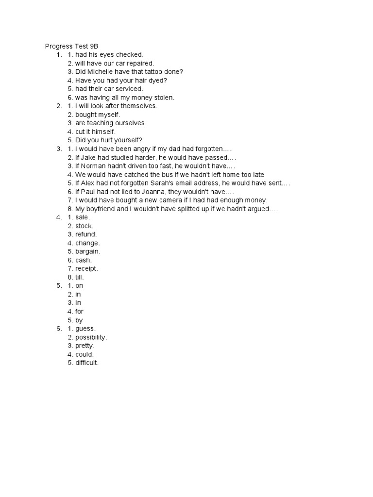 Progress Test 9B | PDF