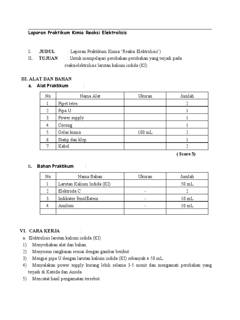 Reaksi Elektrolisis Kalium Iodida | PDF