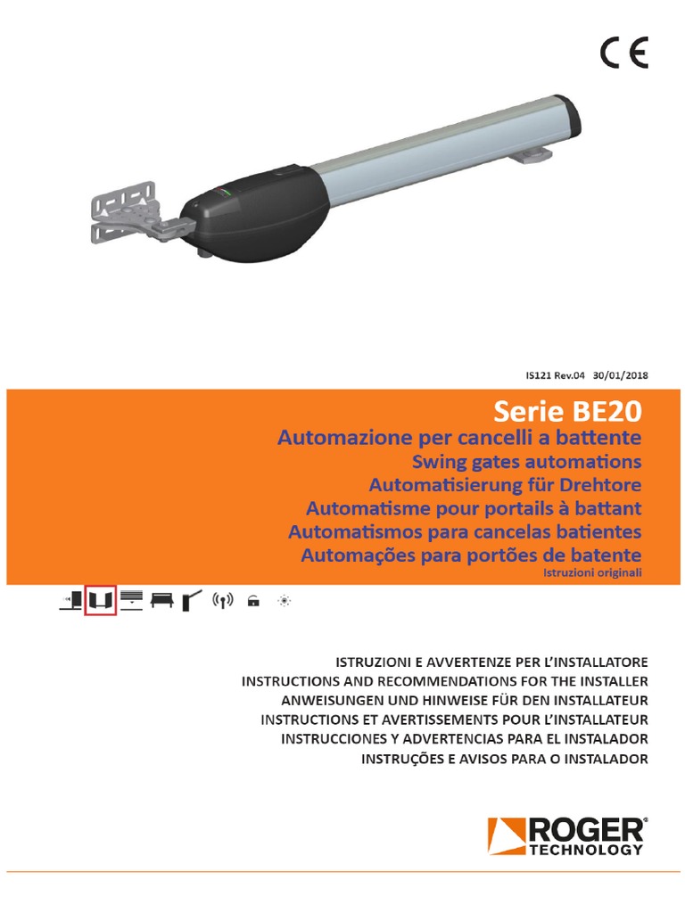 Roger BE20 Brushless Swing Gate Operator Instruction Manual - Egates ...