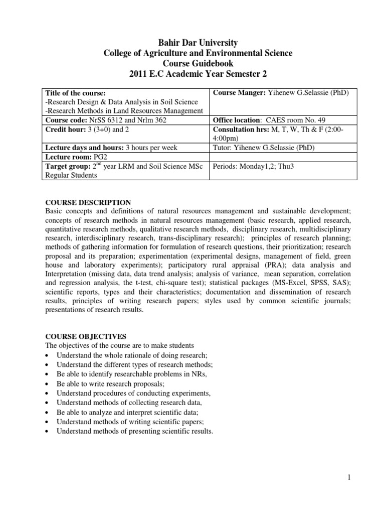 Course Guide Book Research Methods in LRM and SS PDF | PDF