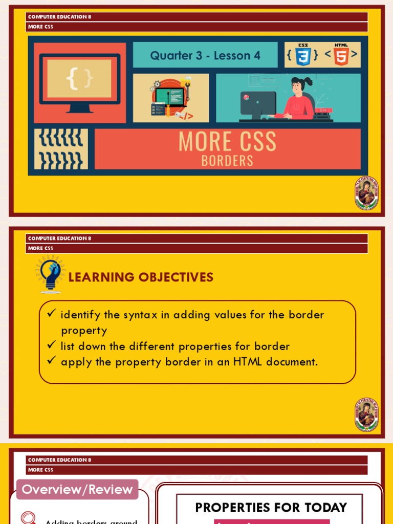 COMP 8 - Q3 - L4 - More CSS - Borders PDF | PDF