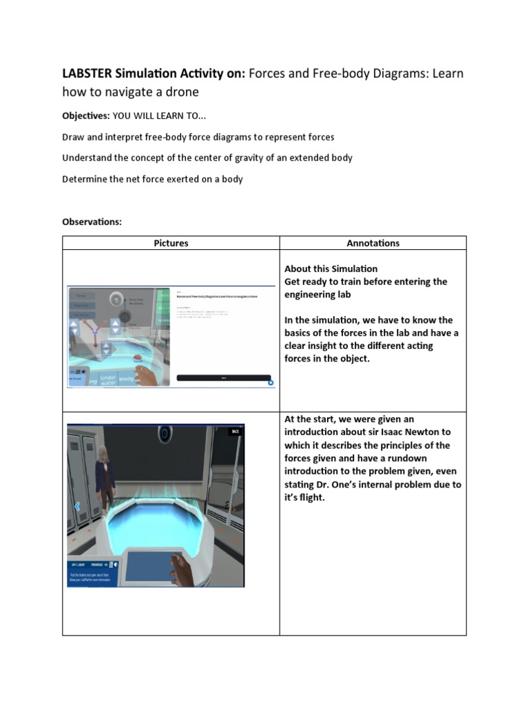 LABSTER-Simulation-Patriarca.docx | PDF | Force | Weight
