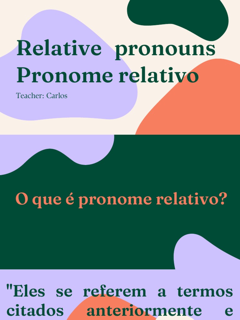 Relative Pronouns - 8º Ano PDF | PDF | Pronome