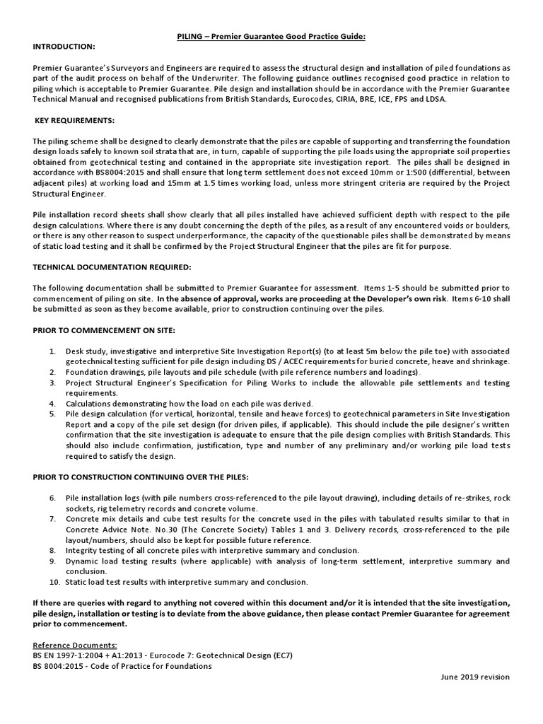 Piling Good Practice Guide 2019 | PDF