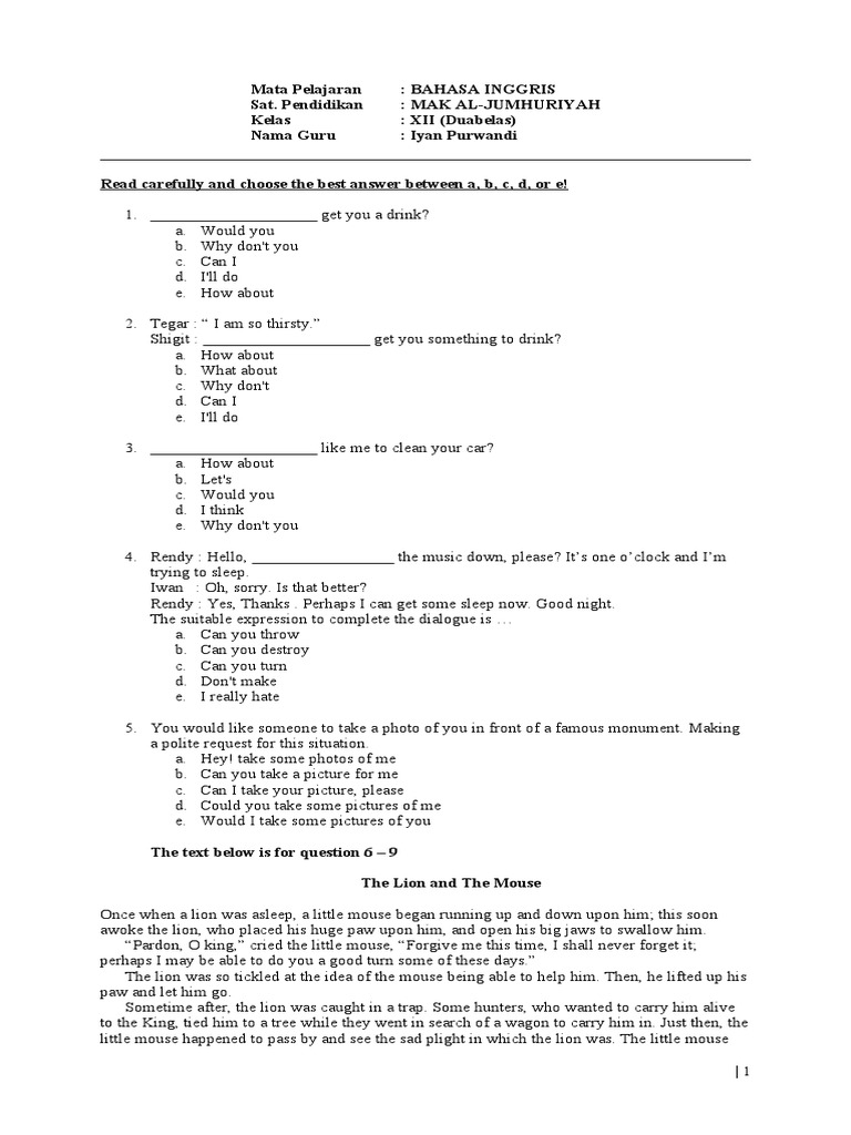 English Language Exercises for Class XII | PDF