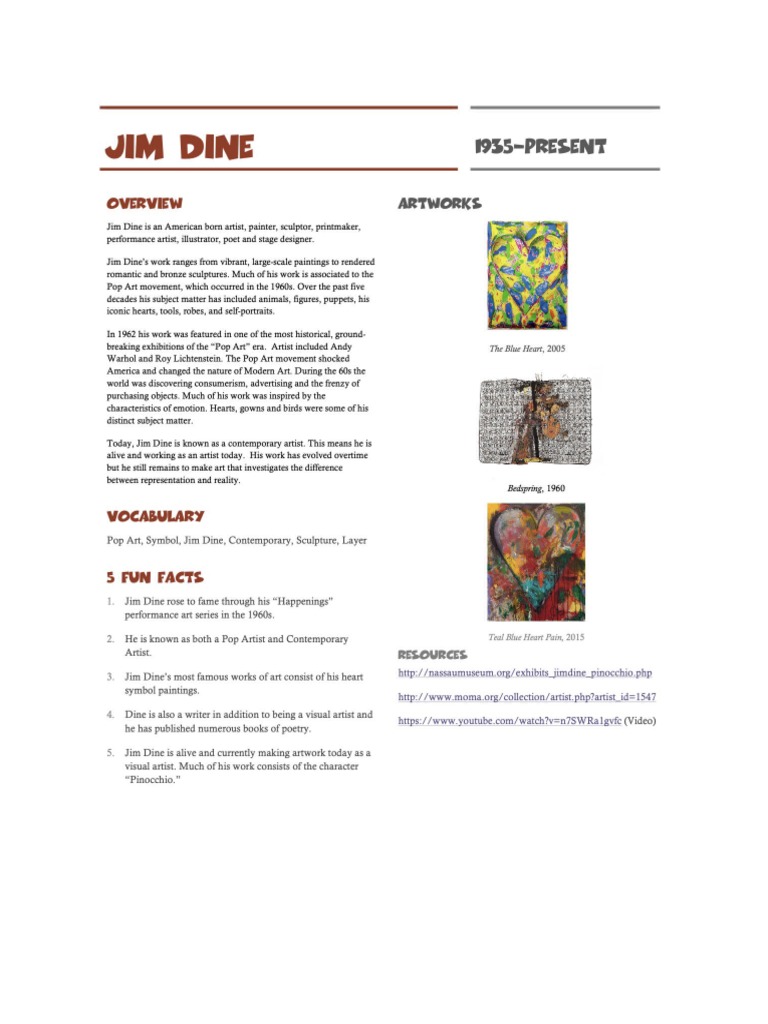 Jim Dine worksheet.docx | PDF