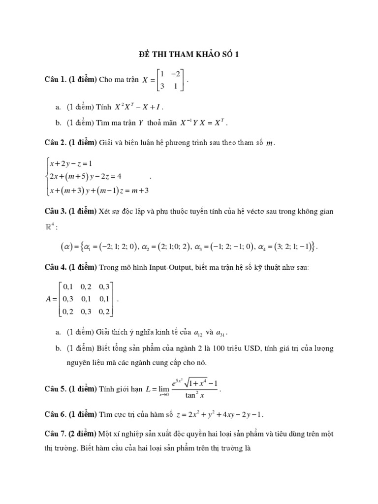 Đề thi tham khảo TCC ML 142, 156 | PDF