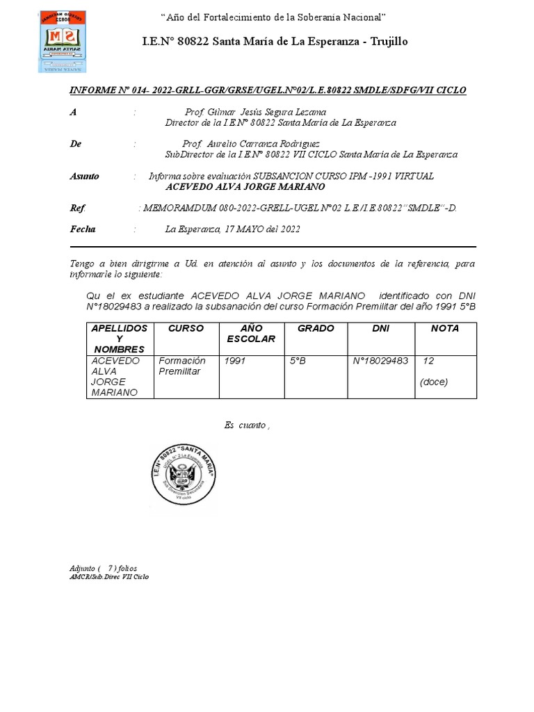 Informe 14 Subsanacion | PDF