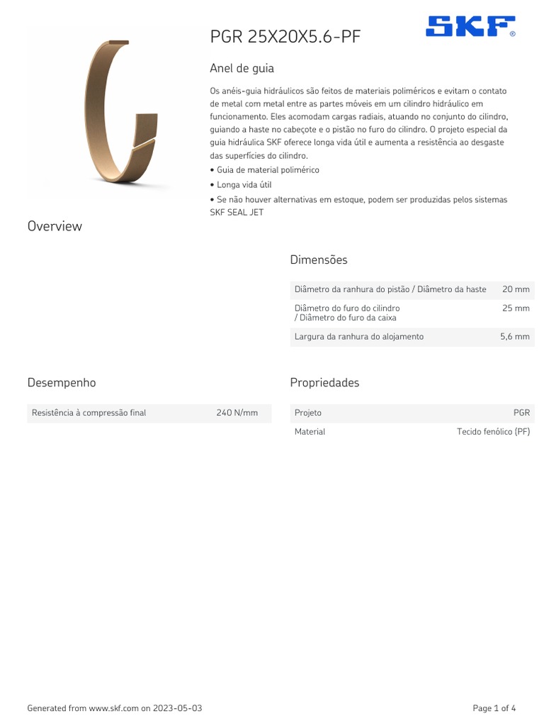 SKF PGR 25X20X5.6-PF Specification | PDF