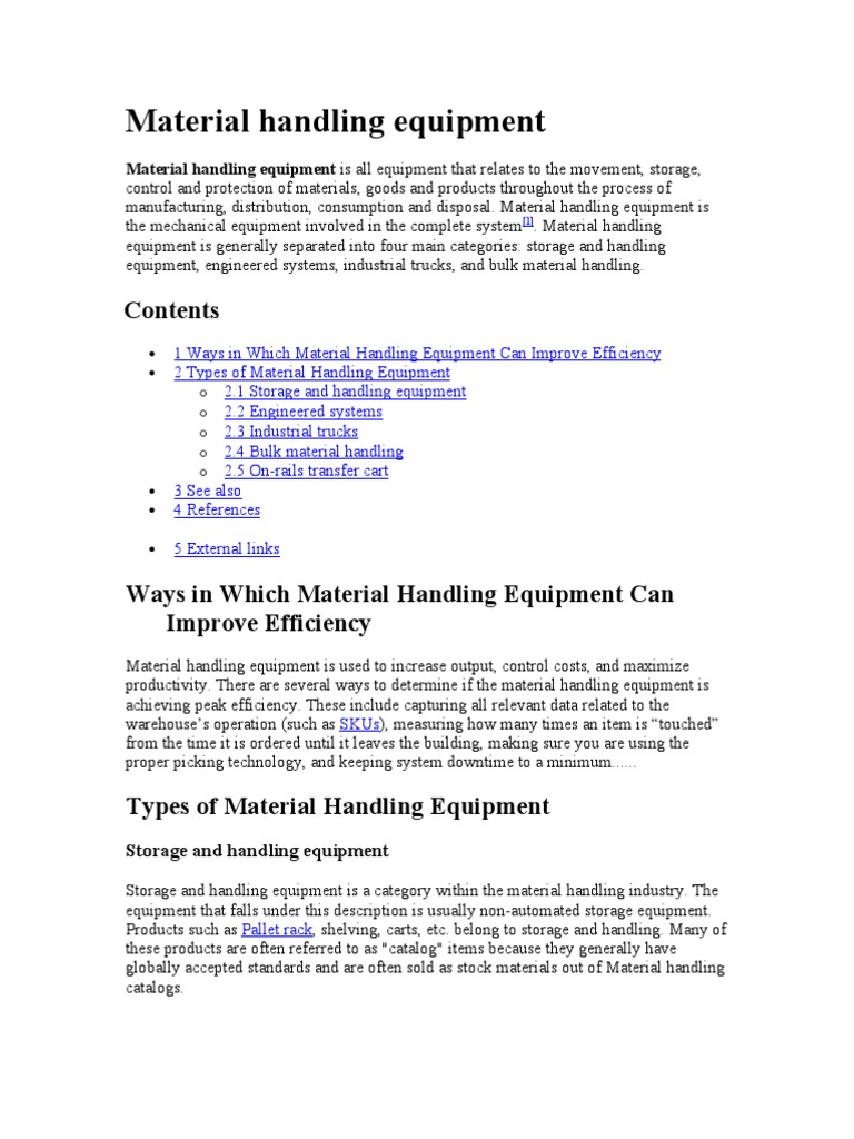 Improve warehouse efficiency with material handling equipment | PDF ...