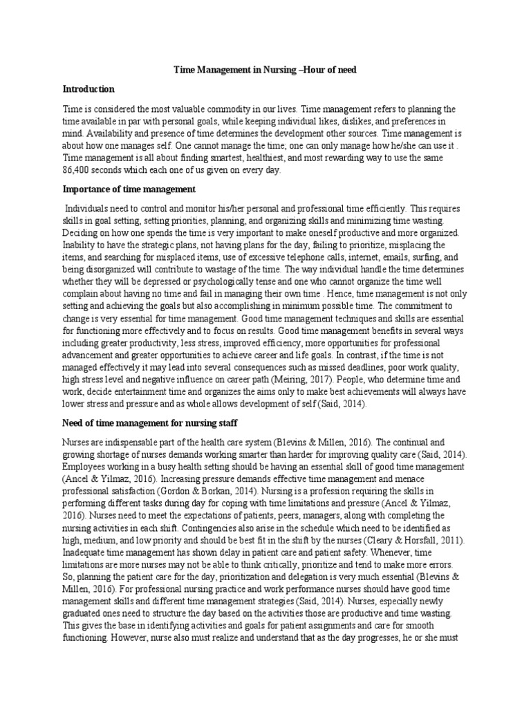 Time Management in Nursing | PDF
