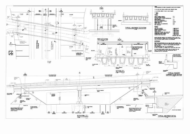 Standard Road Cross-Section Drawing with Dimensions and Specifications ...