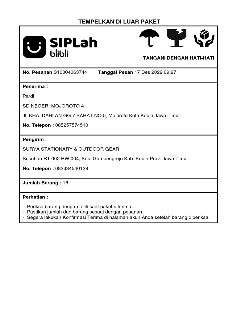 Contoh Surat Belanja | PDF