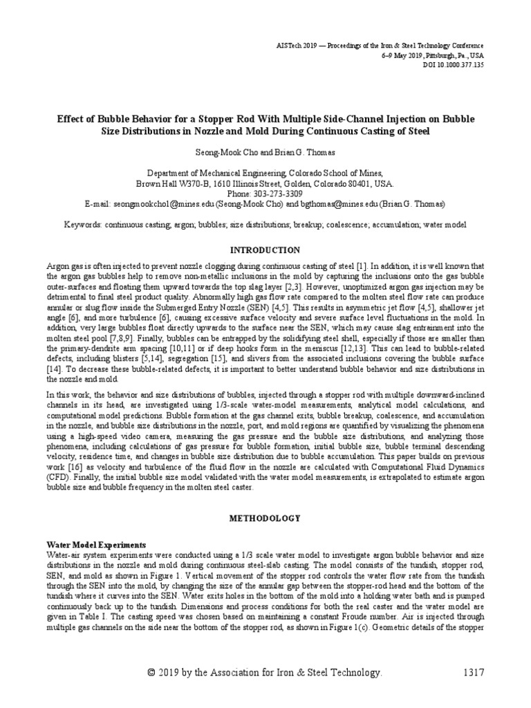 Effect of Bubble Behavior For A Stopper Rod With Multiple Side-Channel ...