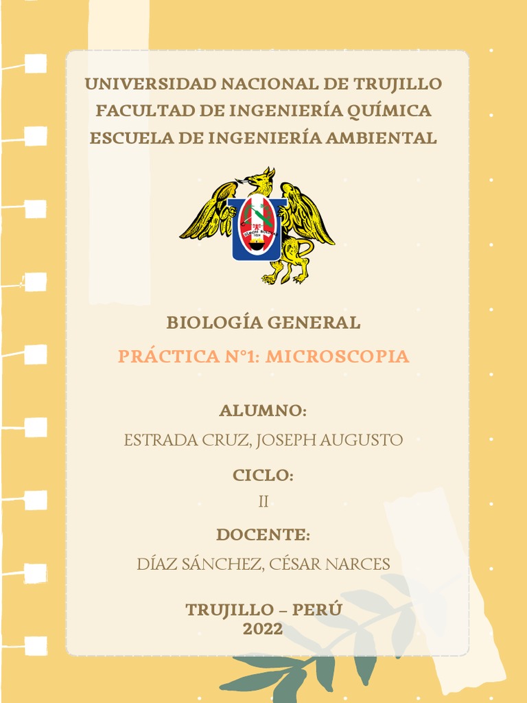 Reporte N°1 - Micros PDF | PDF | Algas | Microscopio