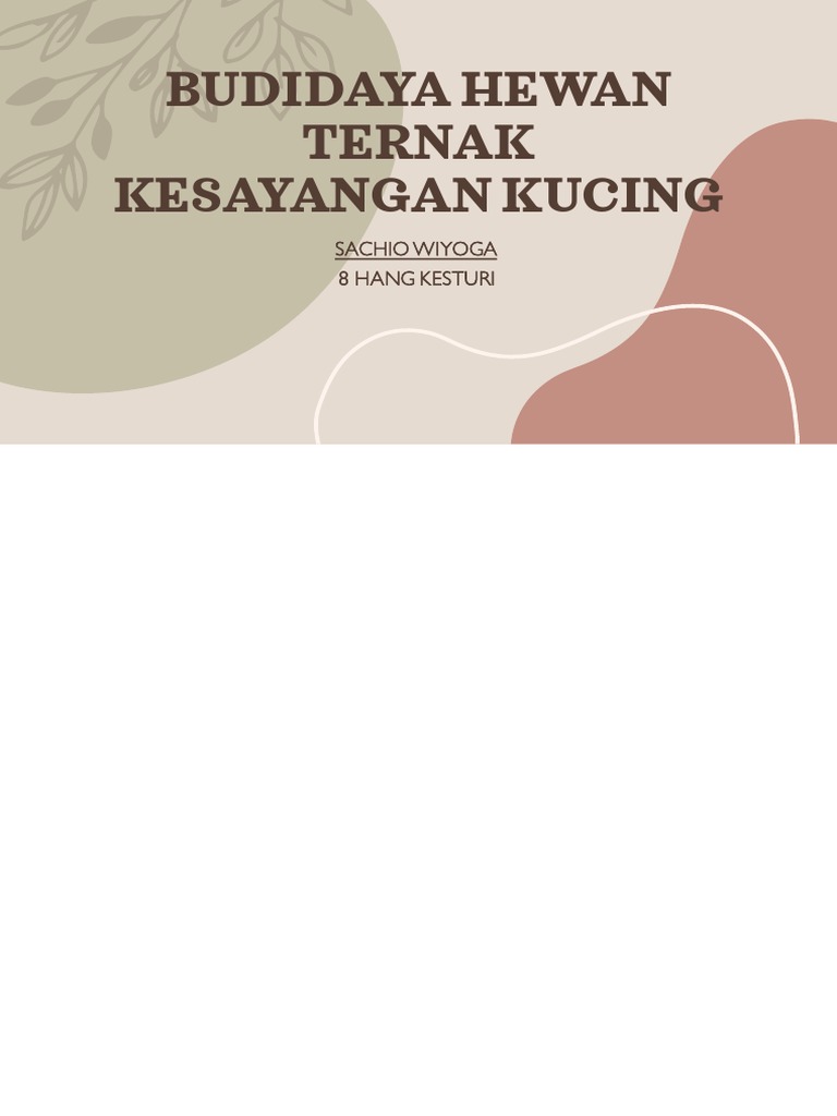 Budidaya Hewan Ternak Kesayangan Kucing PDF | PDF