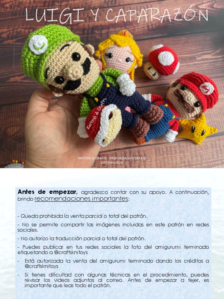 Luigi y Caparazón Super Mario PDF | PDF | Amigurumi | Textiles