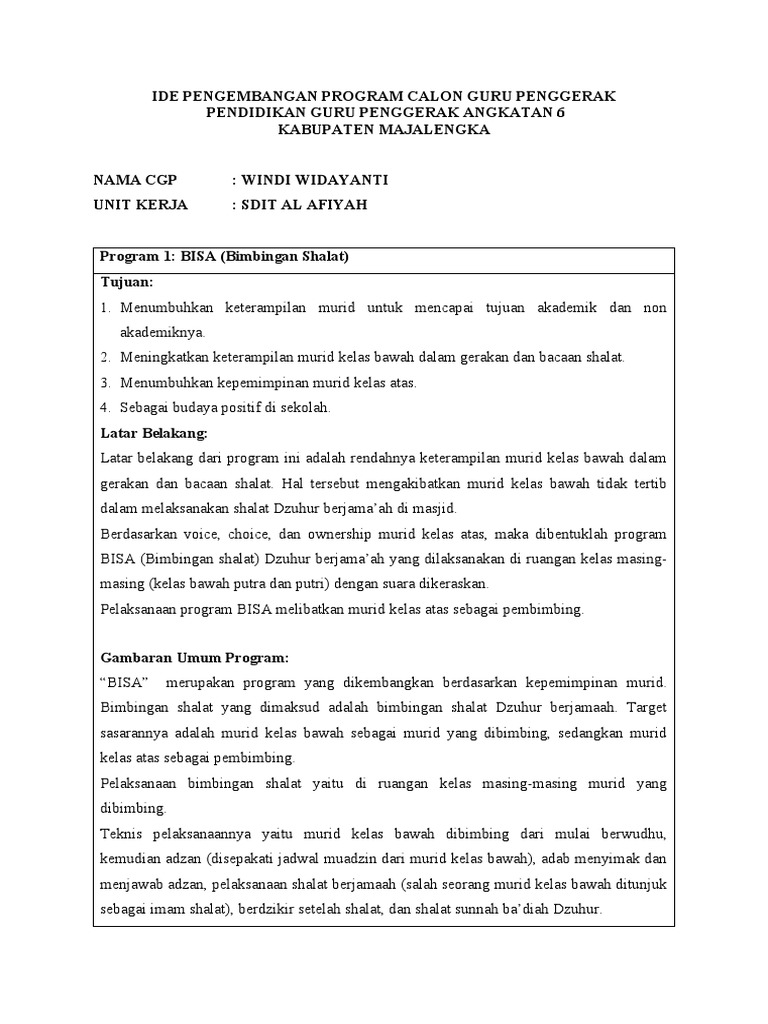 Ringkasan Ide Pengembangan Program - CGP | PDF