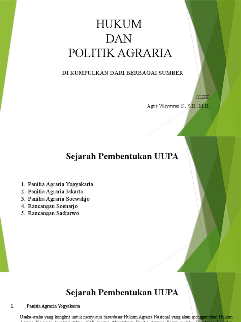 Hukum Dan Politik Agraria - Sejarah Pembentukan UUPA | PDF