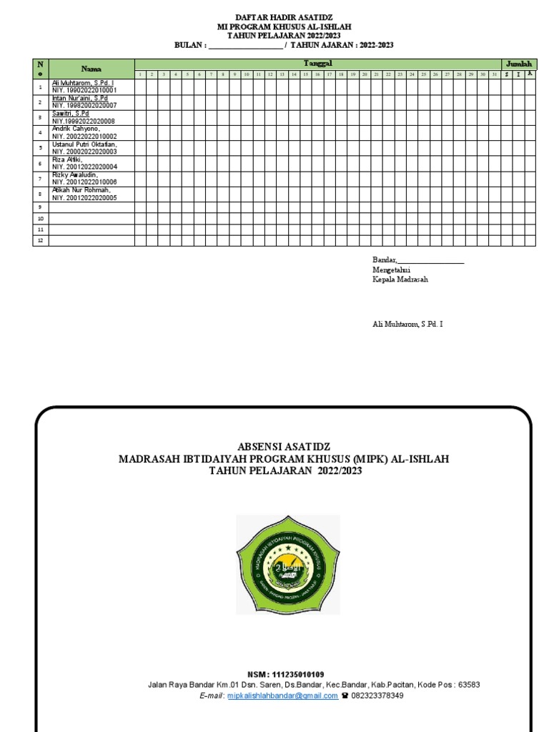 Daftar Hadir Guru | PDF