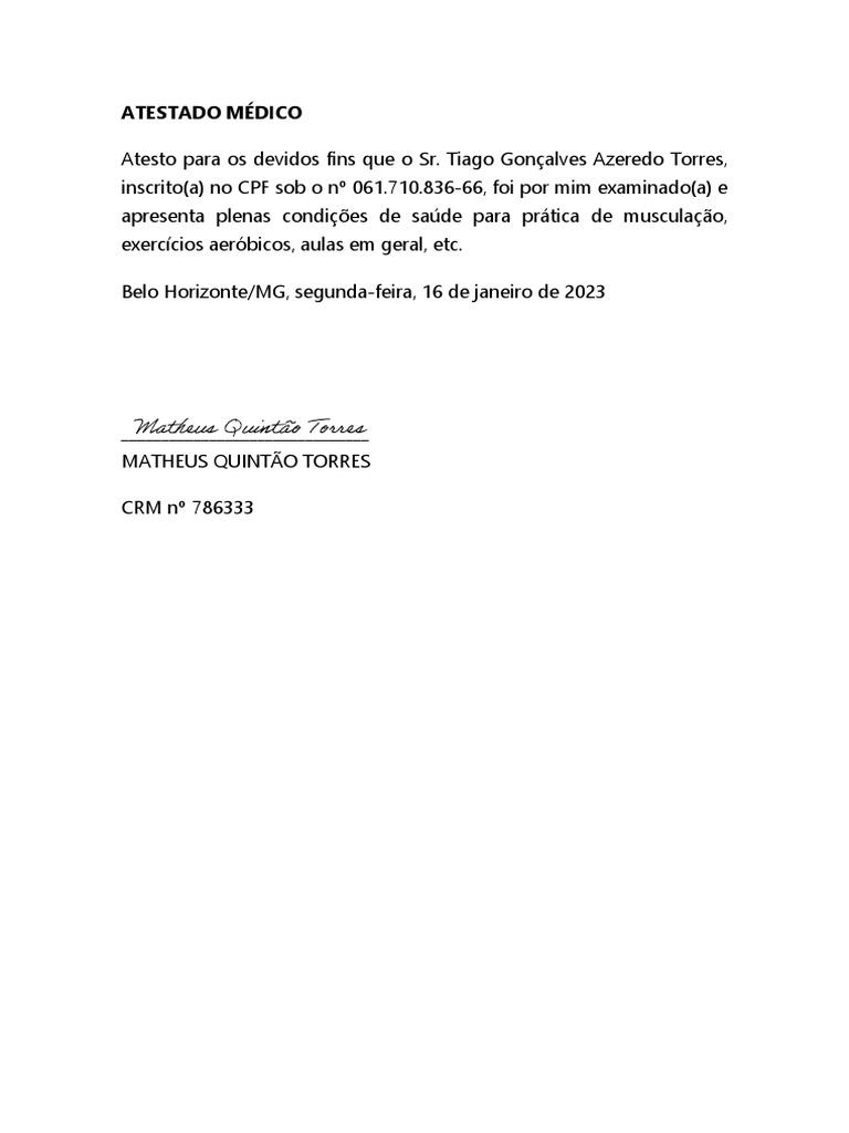Atestado Médico PDF | PDF