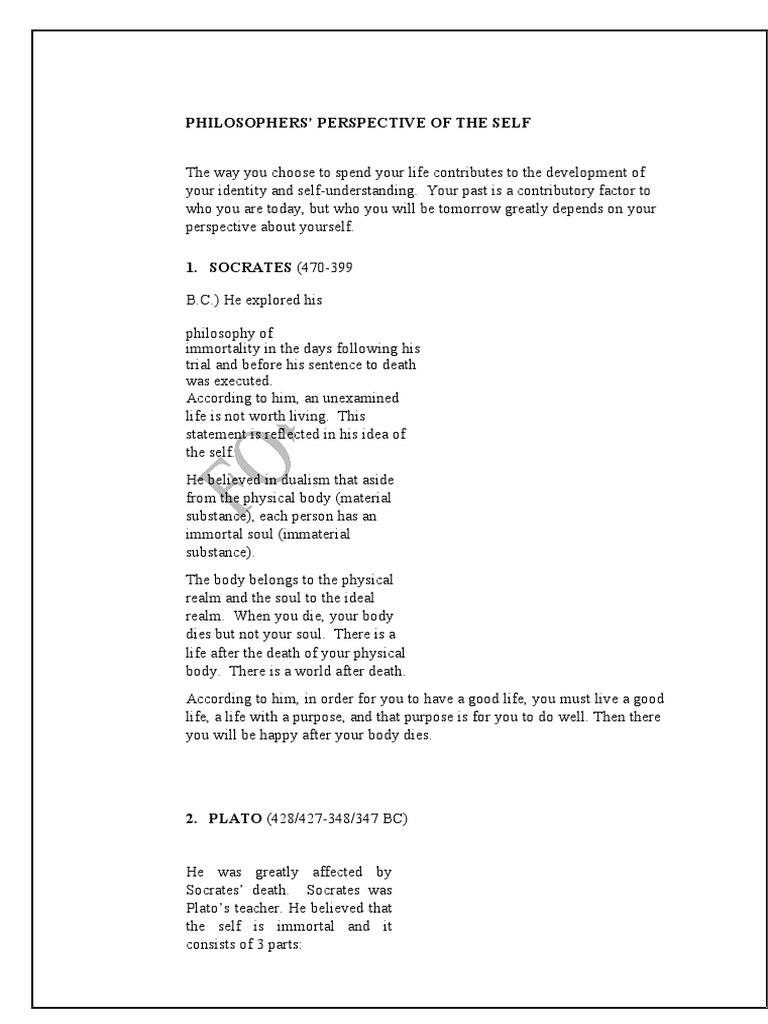 Philosophers' Views on the Self | PDF
