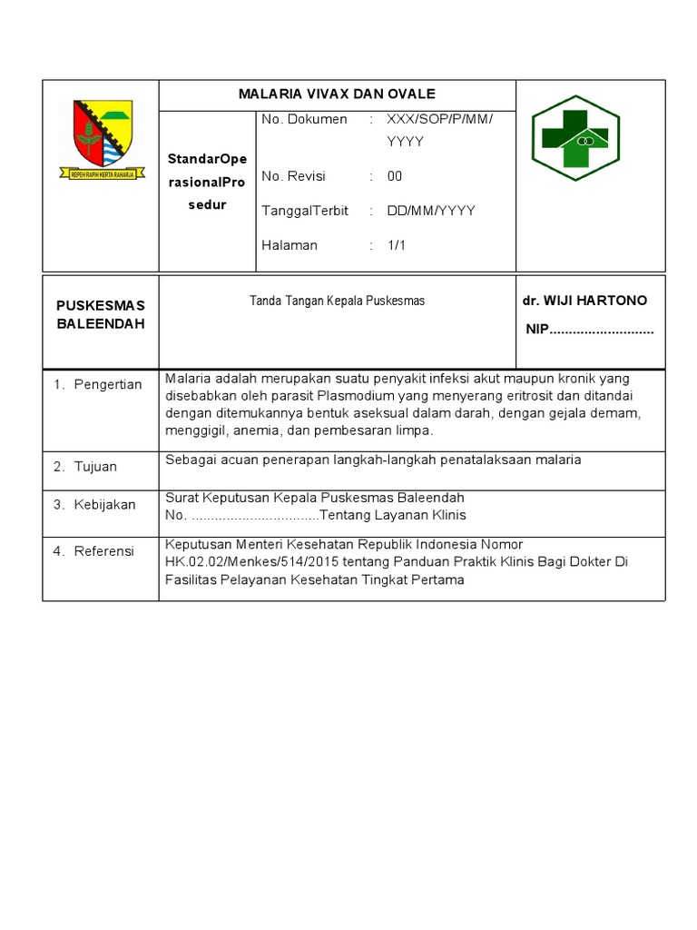 sop malaria VIVAX.docx | PDF