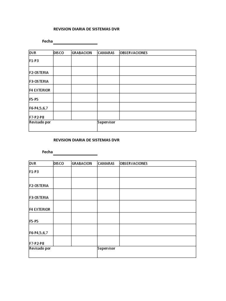 Formatos Revision Diaria | PDF