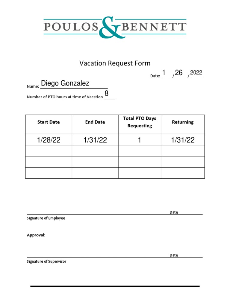 Vacation Request Form Template | PDF