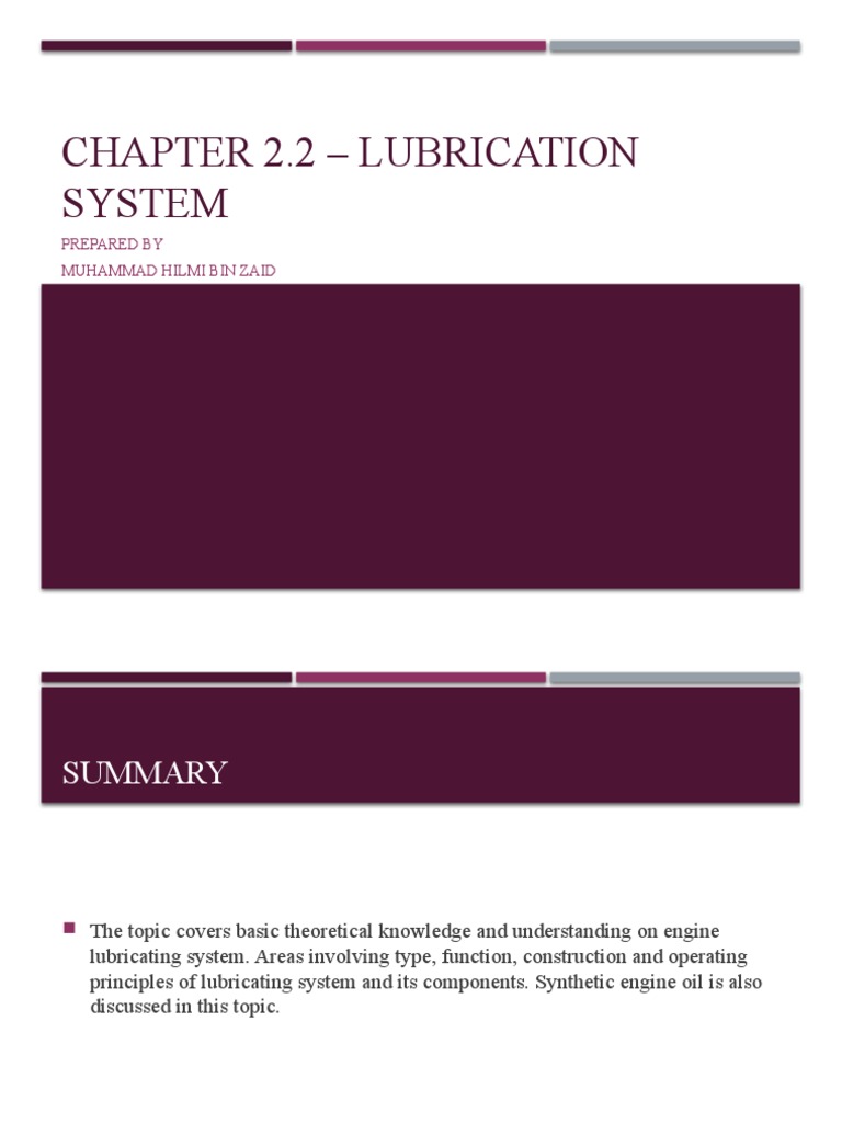AUTOTECH Lubrication System | PDF | Motor Oil | Pump