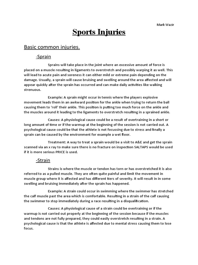 Sport Injuries | PDF