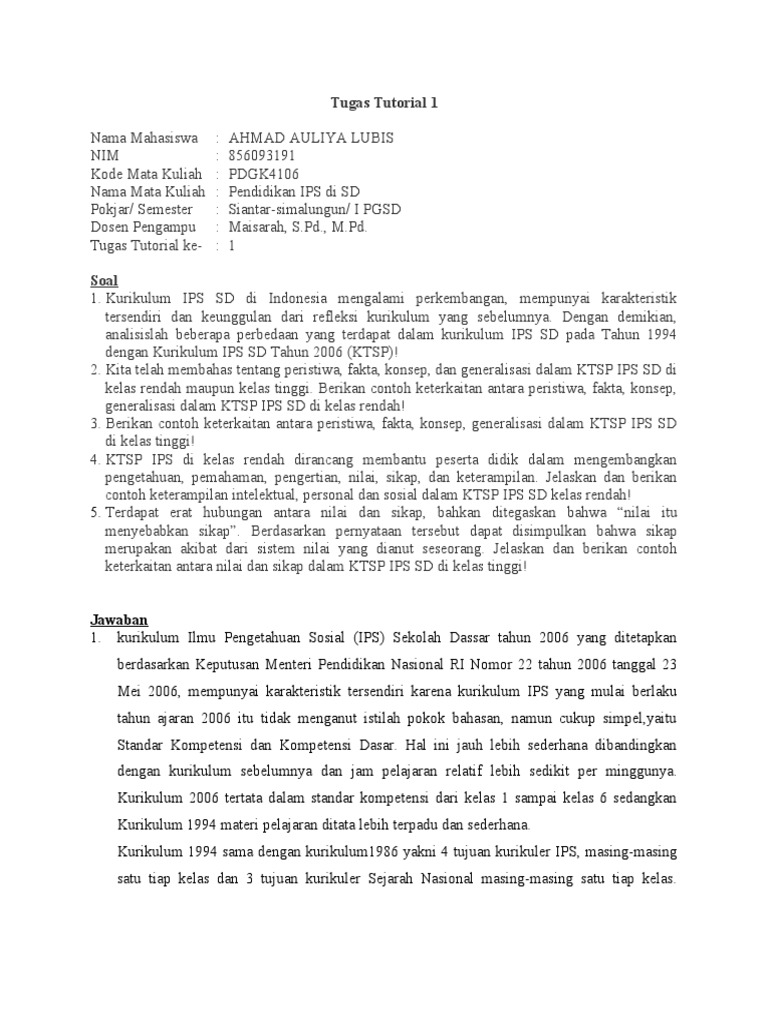 Tugas Tutorial 1 Pendidikan IPS | PDF