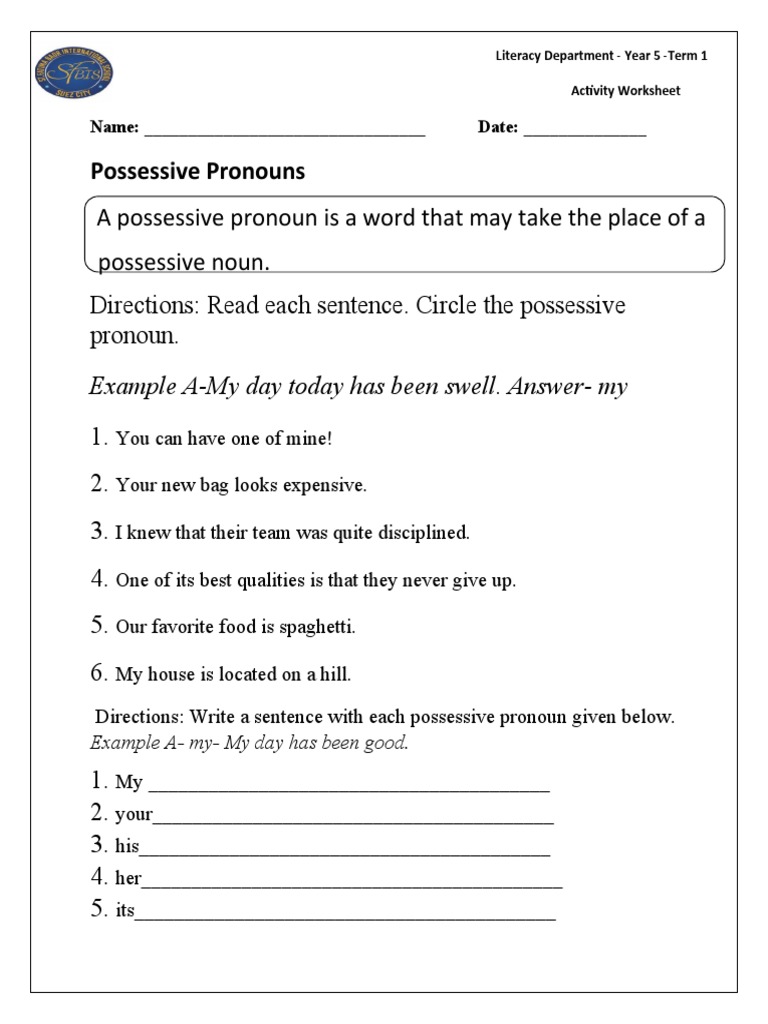 Possessive-Pronouns Worksheet 2 | PDF
