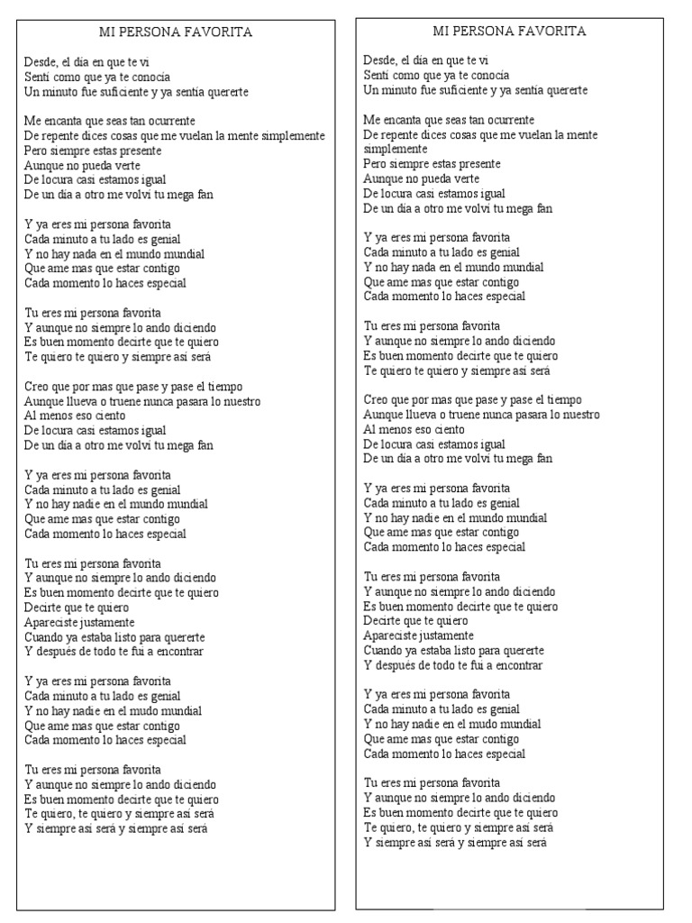 Letra de Mi Persona Favorita | PDF